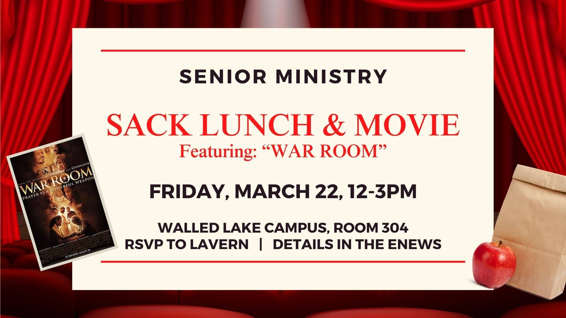Senior Ministry Sack Lunch & Movie ("War Room") - St. Matthew Lutheran ...